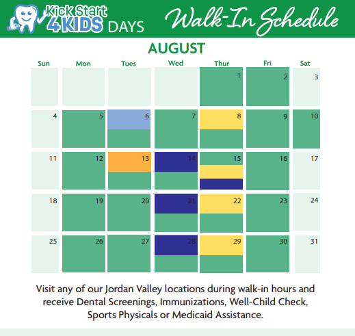 Back to school 2024 walk in schedule - Jordan Valley
